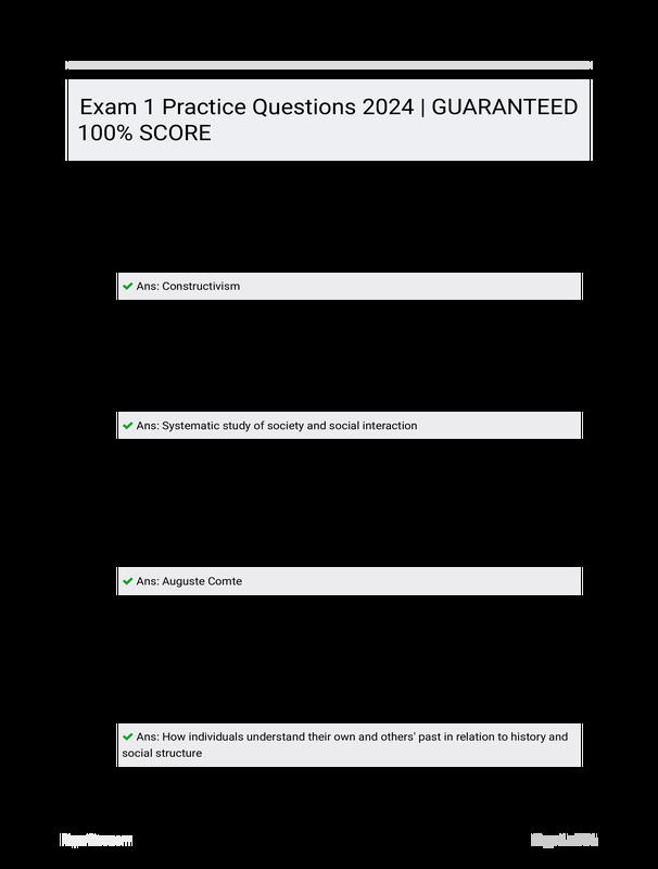 Exam 1 Practice Questions 2024 | GUARANTEED 100% SCORE - PaperSoc