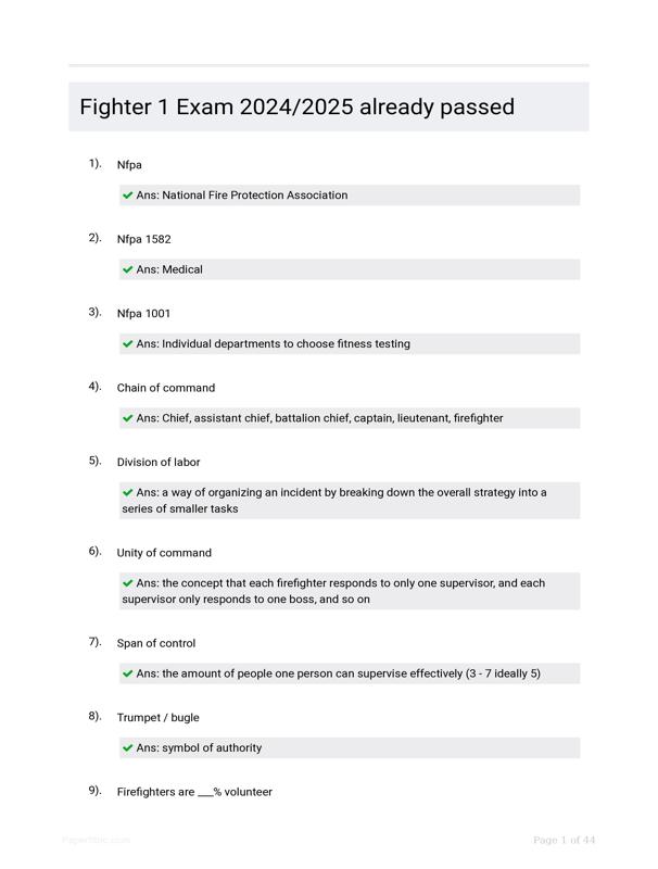 Fighter 1 Exam 2024/2025 already passed - PaperSoc