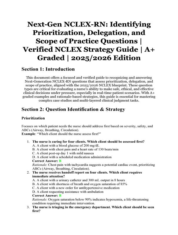 Next-Gen NCLEX-RN: Identifying Prioritization, Delegation, and Scope of ...
