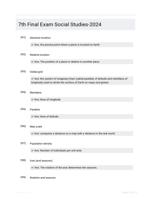 7th Final Exam Social Studies-2024 - PaperSoc