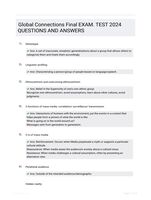 Global Connections Final EXAM. TEST 2024 QUESTIONS AND ANSWERS - PaperSoc